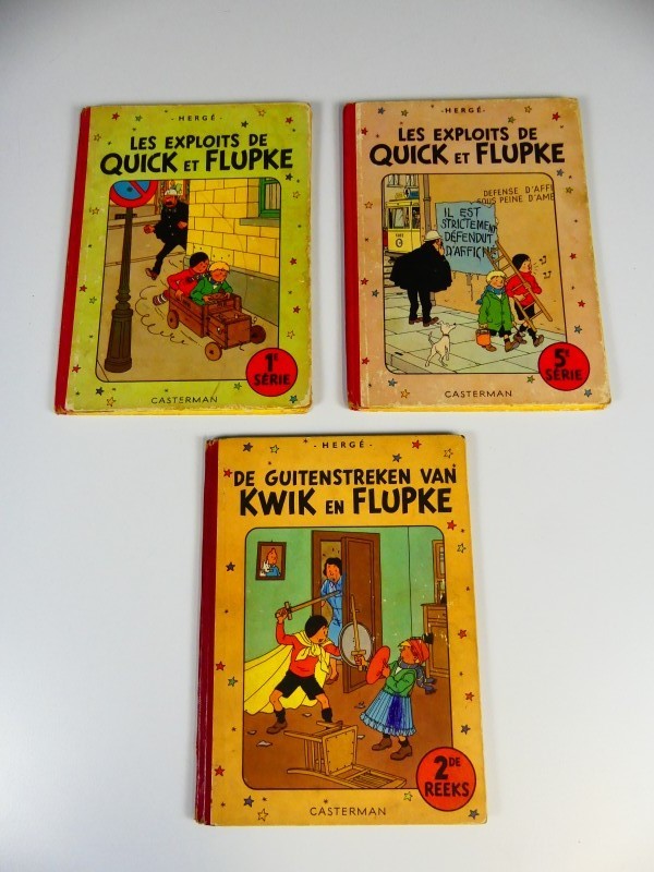 Vintage Hergé - Kwik en Flupke – 3 stripalbums 2xFR/1xNL - 1950/1954 ...