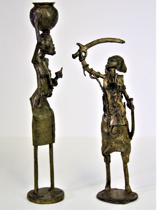 2 Bronzen Afrikaanse beelden - handwerk - Kringwinkel